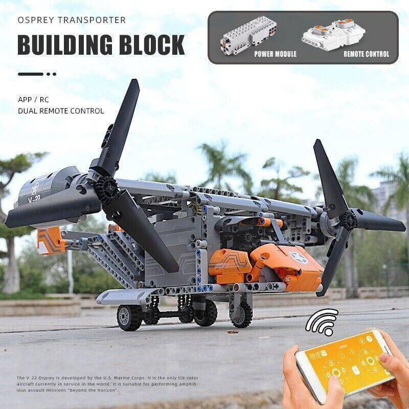 Building Blocks Set APP Motorized RC MOC V22 Osprey Plane Bricks Toy | eBay