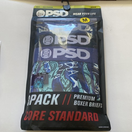 PSD Core Standard Premium Boxer Briefs Bandeezy Blue 3 Pack Size Medium New | eBay