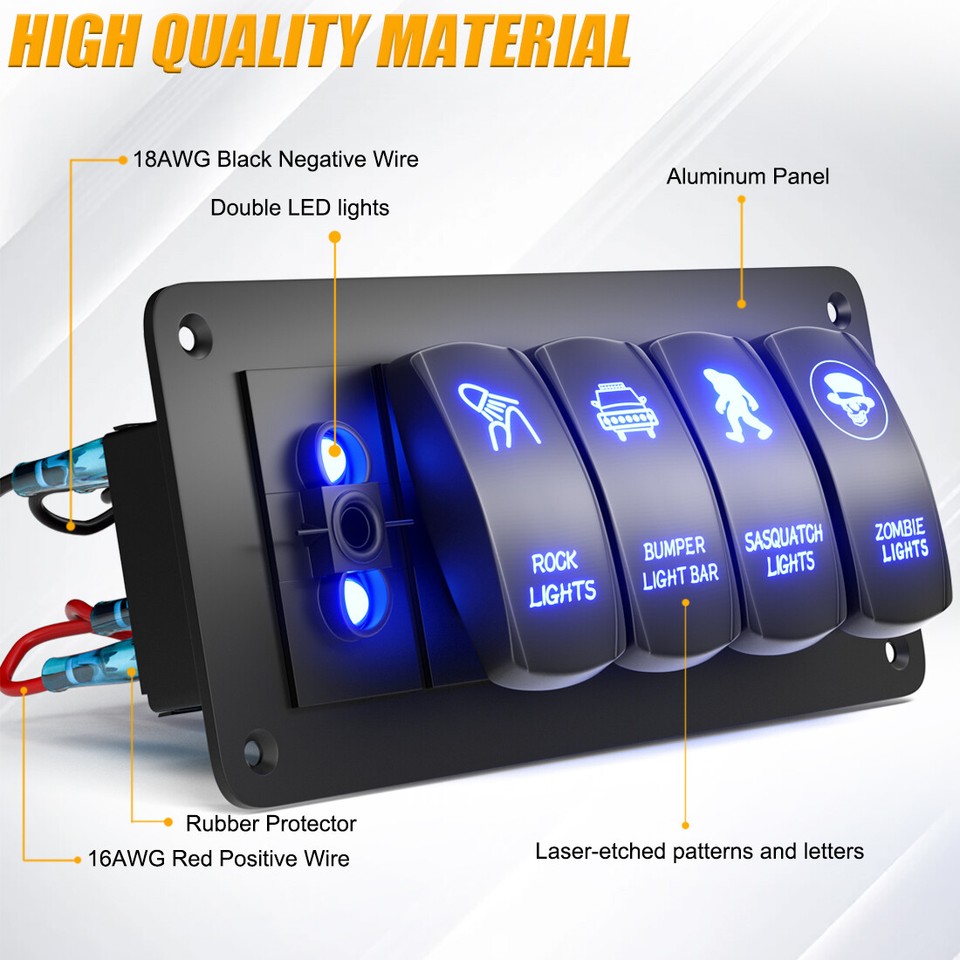 Custom Rocker Toggle Switch Panel ON OFF 2/3Way 12V 24V for UTV Car ...