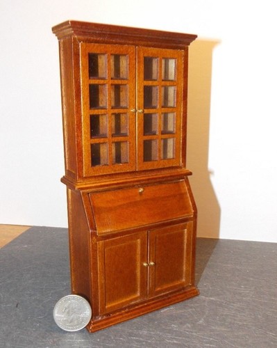 Dollhouse Miniature Secretary Bookcase Desk Walnut 1:12 scale N78 ...
