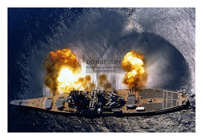 USS IOWA FIRES FULL BROADSIDE FOR EXERCISE NAVY BATTLESHIP 4X6 PHOTO | eBay