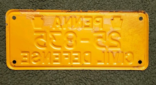 1965 Penna Pennsylvania Civil Defense License Plate Tag 25-835, Erie Co ...