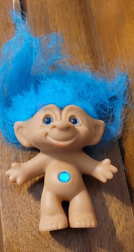 Ace Novelty Treasure Troll Doll 3" Blue Hair Blue Eyes Blue Stone ...
