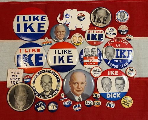 Ike EISENHOWER NIXON Political Campaign Pinback Button GOP Republican ...