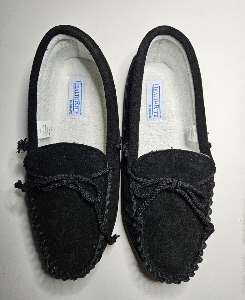 Haband Slippers Health Rite Black Suede Moccasin Men’s 9.5 NEW | eBay