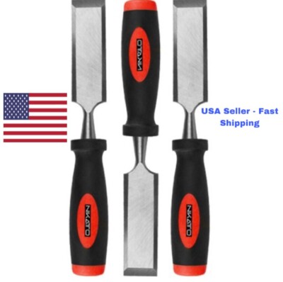 Wood Chisels Set 3 Pcs 1/2", 3/4" & 1", Chrome Vanadium steel ...