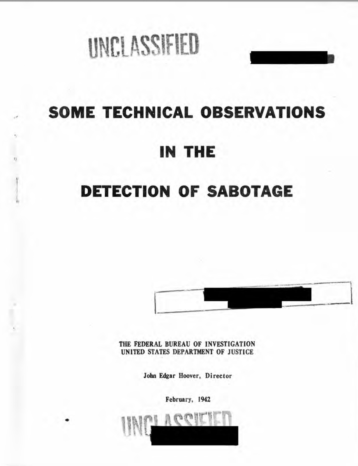 42 Page WWII FBI 1942 Technical Observations Detection Sabotage ...
