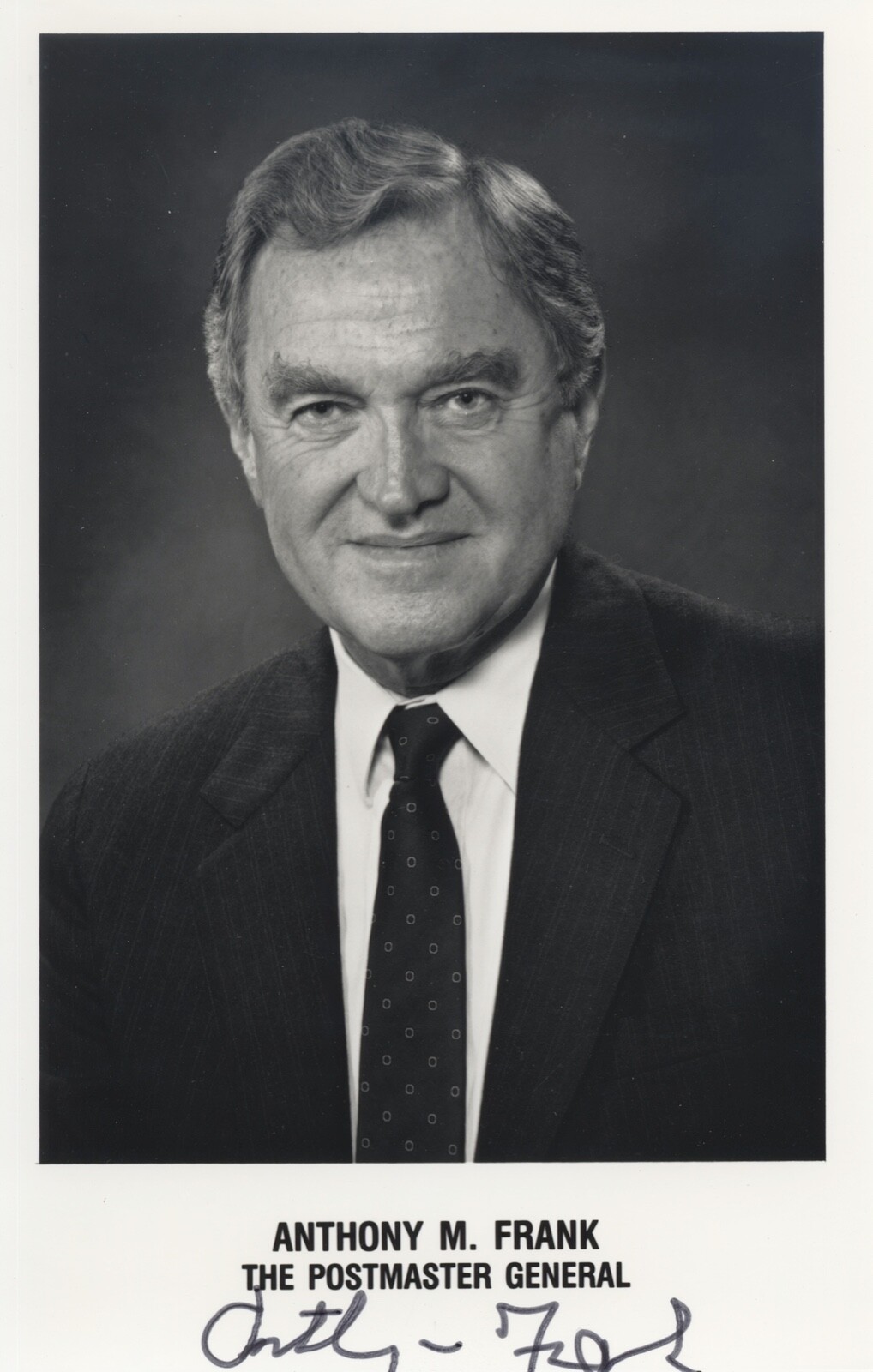 ANTHONY FRANK Autographed Signed PHOTOGRAPH USPS Postmaster General ...