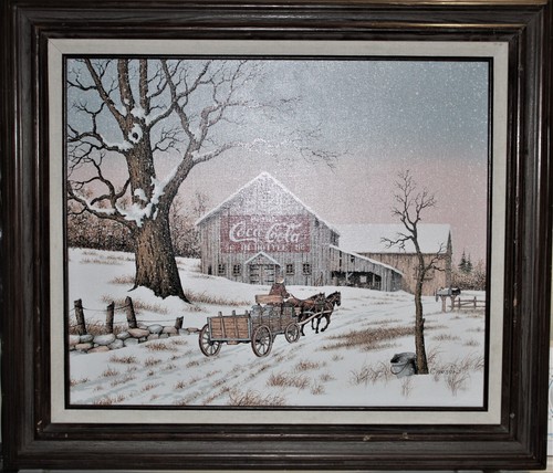 Large Carson Open Edition Serigraph Americana Farm Barn "Drink Coca ...