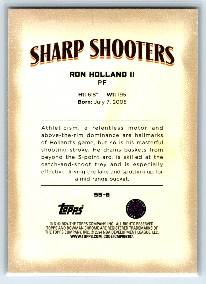 Ron Holland II 2023 Bowman University Chrome Sharp Shooters #SS-6 | eBay