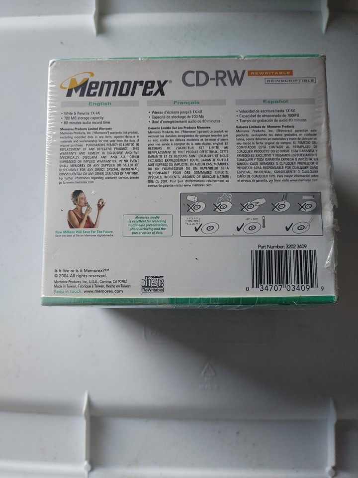 Memorex CD-RW CD 20 Pack Slim Jewel Cases 700 MB 80 Minutes 4x Speed ...