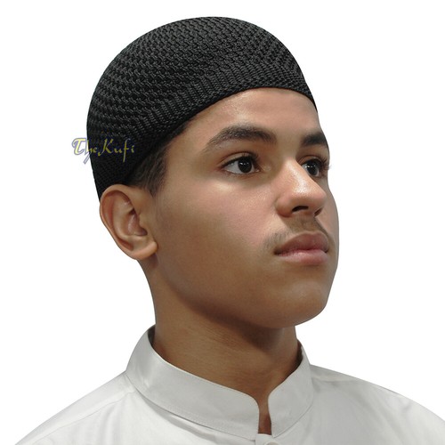 SALE! BLACK KUFI SKULL CAP | Nylon Stretchy Muslim Prayer Beanie Hat ...