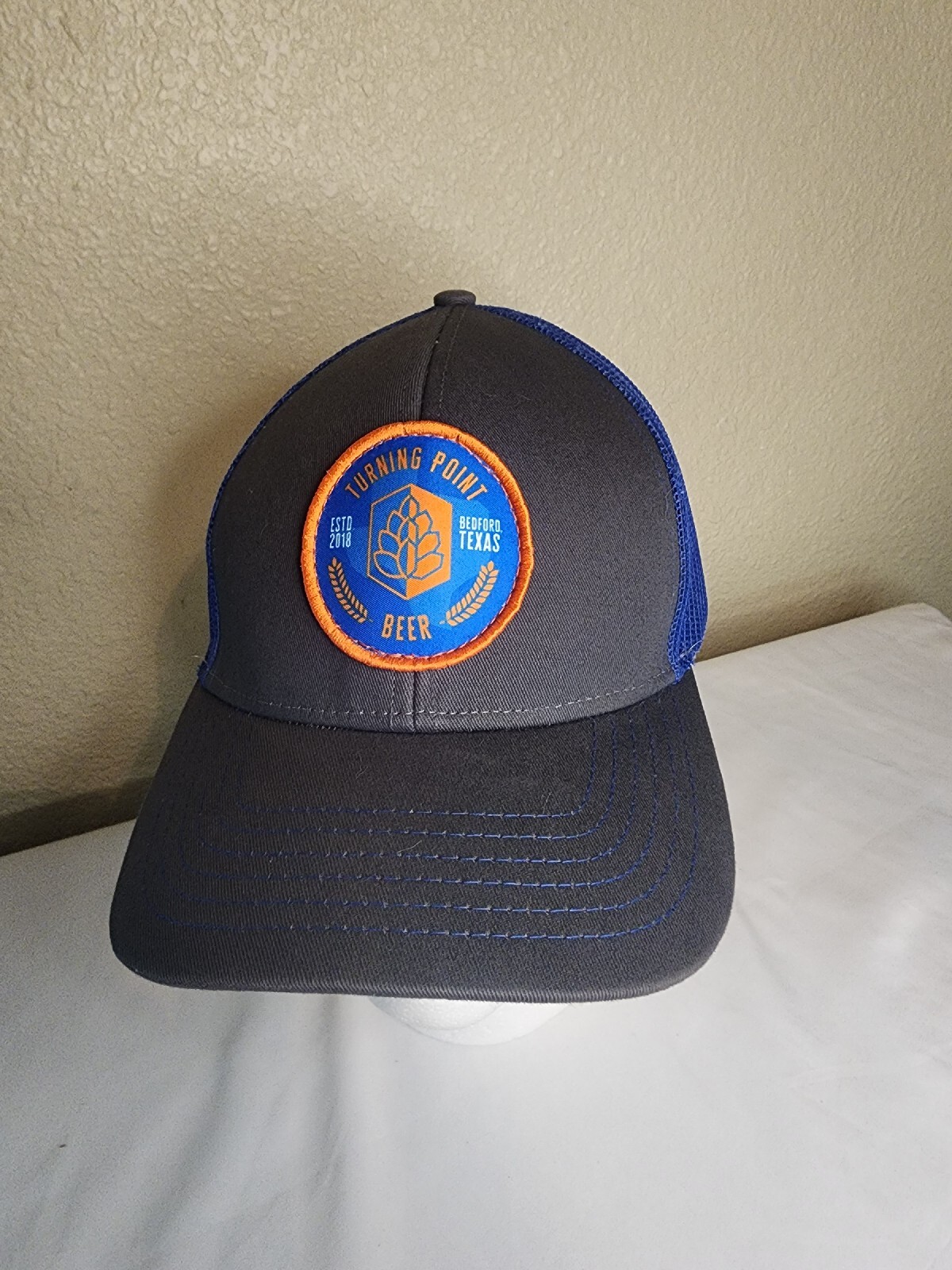 Turning Point Beer Bedford Hat Cap Snap Back Gray Blue Trucker Mesh Adj ...