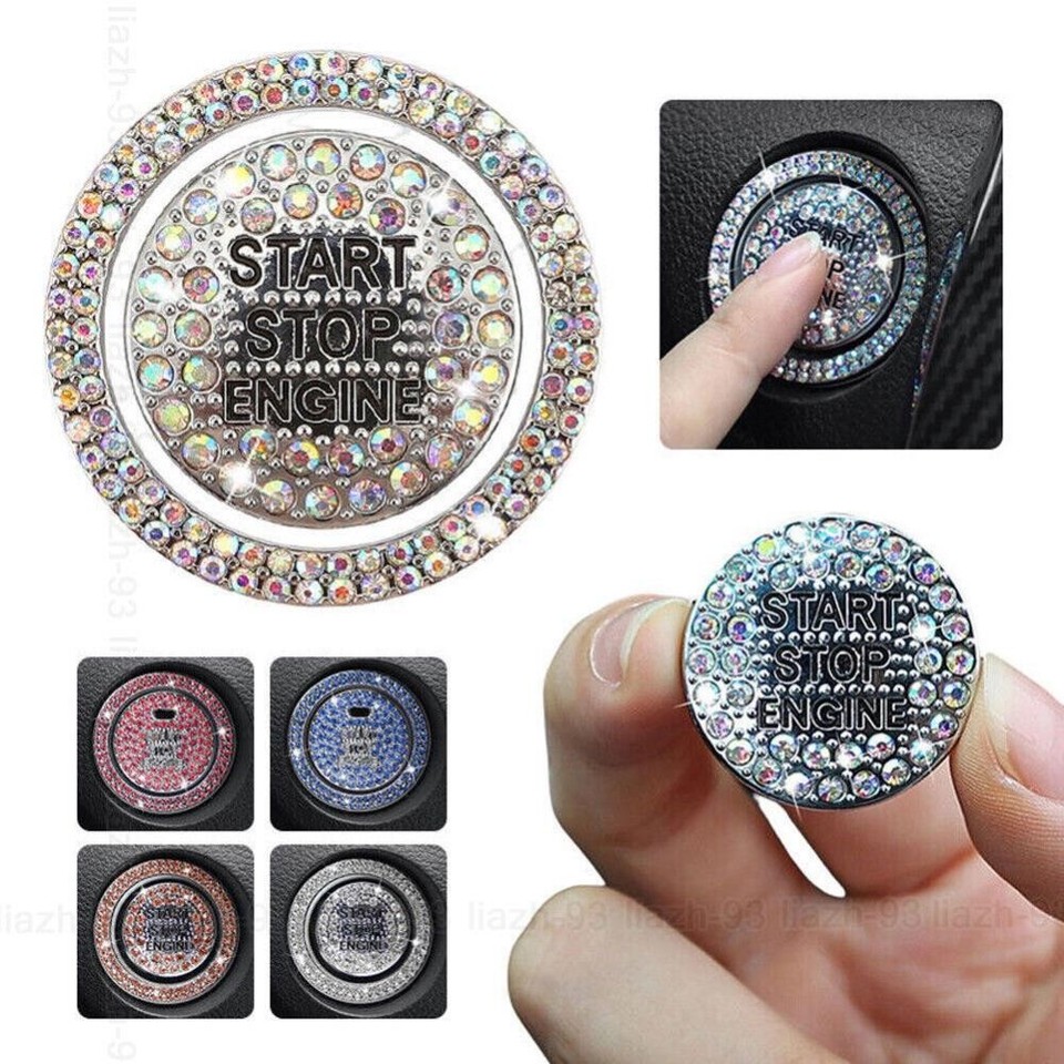 Car Push to Start Button Cover Accessories for Women Bling Ring Emblem ...