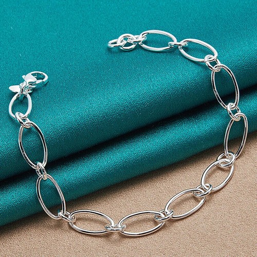 925 Sterling Silver Simple Chain Bracelet Women Charm Wedding Party ...