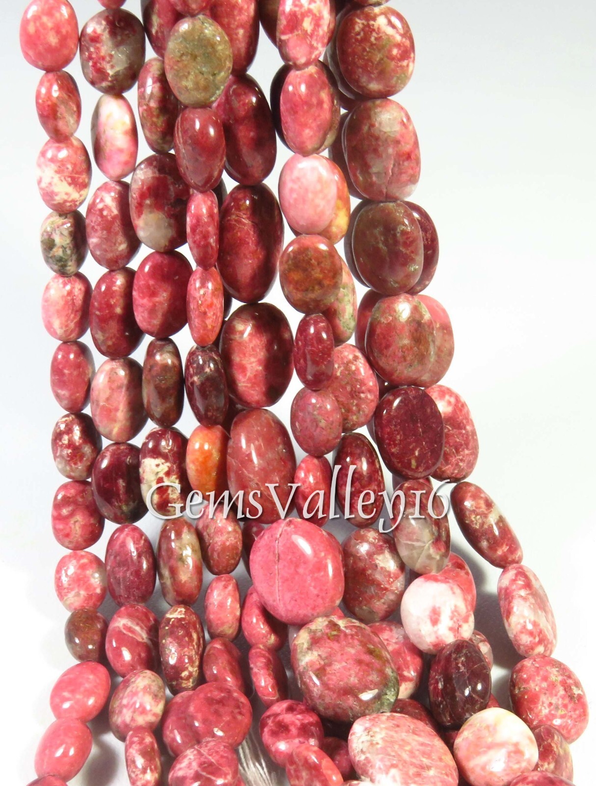 Perles Lisses Ovales En Thulite Rose Naturelle 11,5-14mm 10"Fil GV-3221 ...