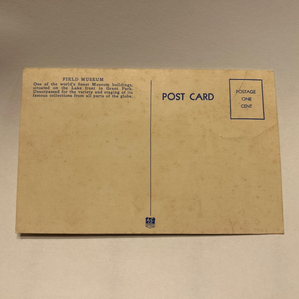 Vintage postcode field museum of natural history of Chicago divided in ...