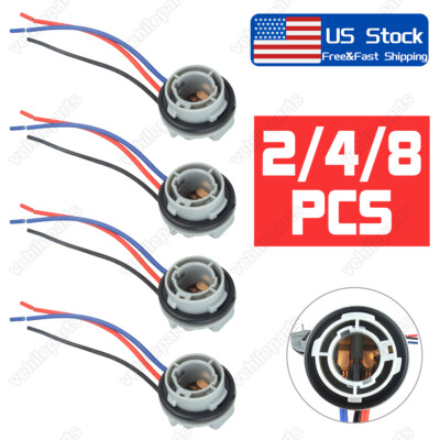 2Pack 1157 2357 LED Pig Tail Plug Stop Brake Turn Light Bulb Socket ...