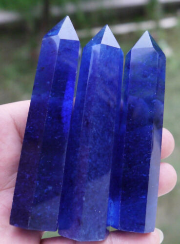 3pcs Pretty Blue Smelt Quartz Crystal single Terminated Wand Healing 90 ...