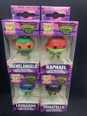 TEENAGE MUTANT NINJA TURTLES POP KEYCHAIN 4 Turtle Set (MUTANT MAYHEM ...