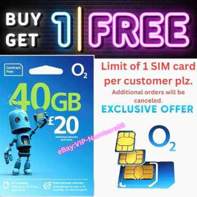 O2 Sim Card - New and Sealed O2 Pay As You Go 02 O2 PAYG Classic Data ...