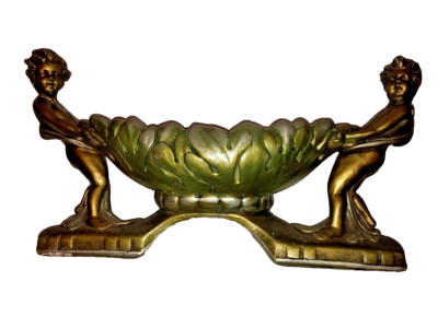 Vintage Shabby Chalk Plaster Putti Boy Chalk Figure Pedestal Bowl ...