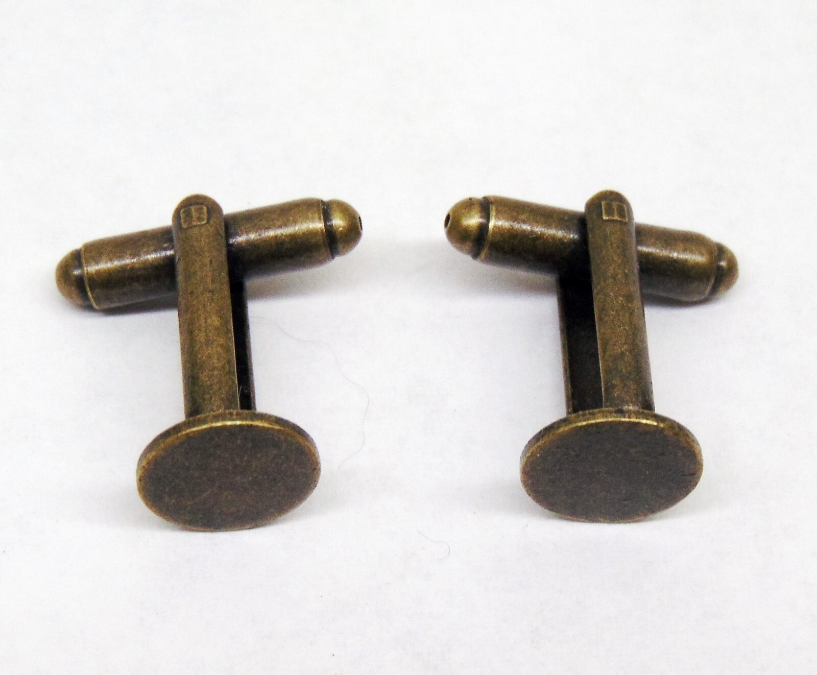 24 Antique Brass CUFF LINKS Blank Flat 10mm Pad ~ CuffLinks ~ SteamPunk ...