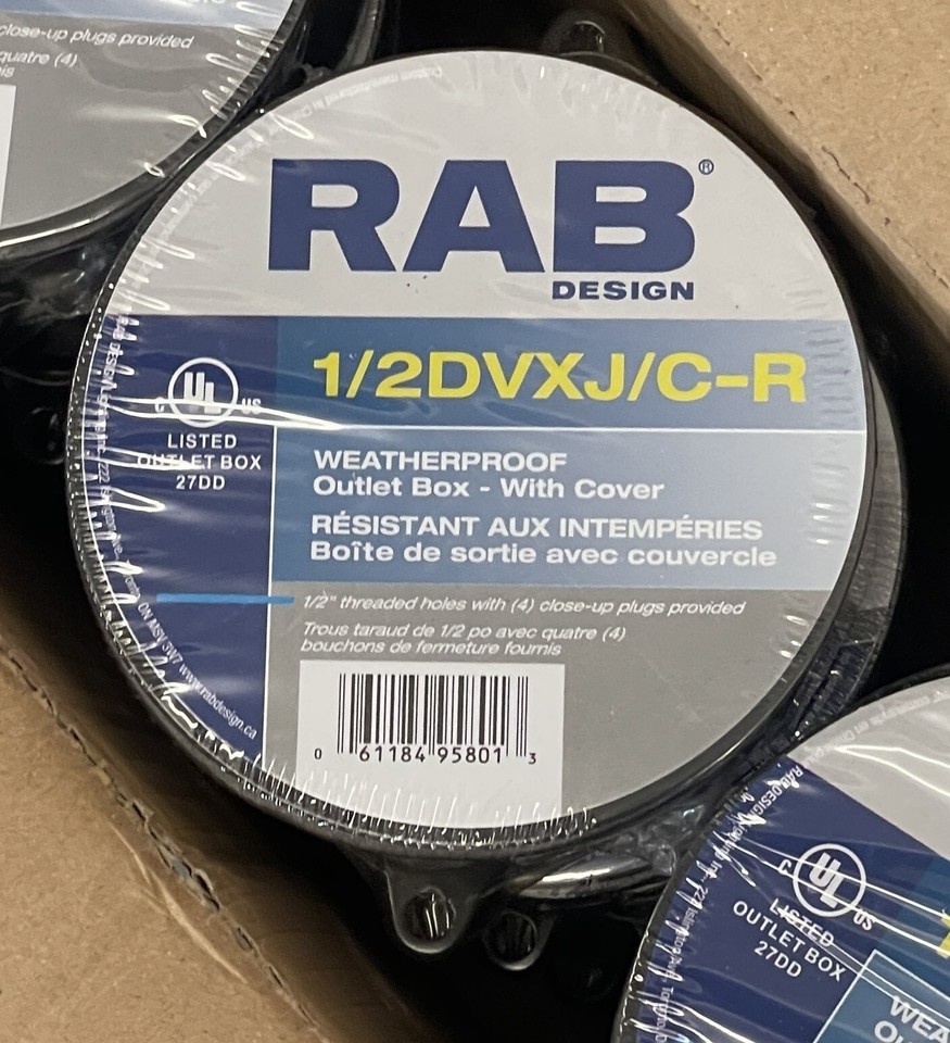 RAB 1/2DVXJ/C-R RAB LIGHTING WEATHERPROOF ALUMINUM ROUND BOX 1/2" HOLE ...