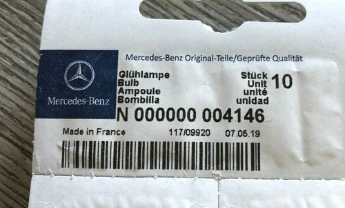 BRAND NEW SET OF 10 - Mercedes ROOF LAMP BULBS, Part# 000000004146 ...
