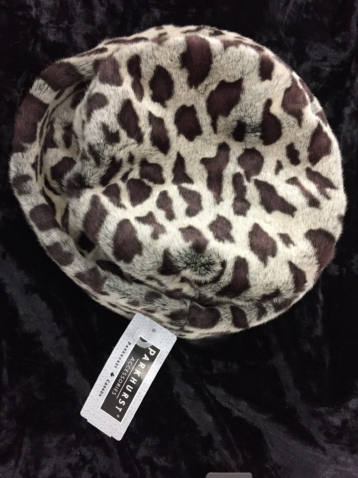 Parkhurst Faux Fur Animal Print Bucket Hat Warm~Packable~Made In Canada ...