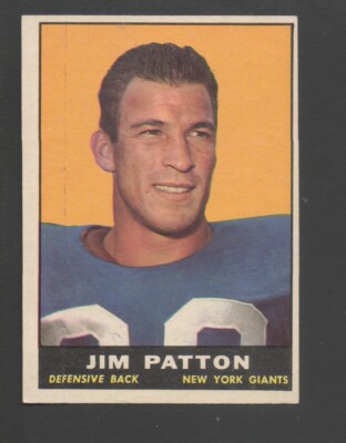 1961 Topps Football Card #92 Jim Patton-New York Giants Ex Mint Card | eBay