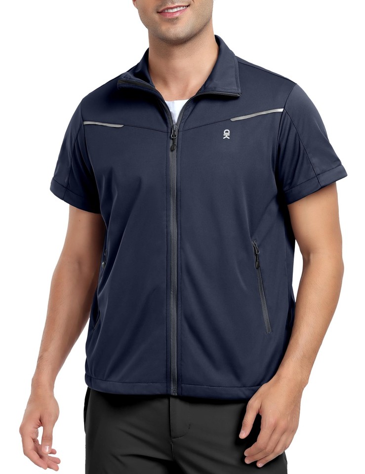 Men's Lightweight Softshell Jackets Waterproof Removable Sleeve for ...
