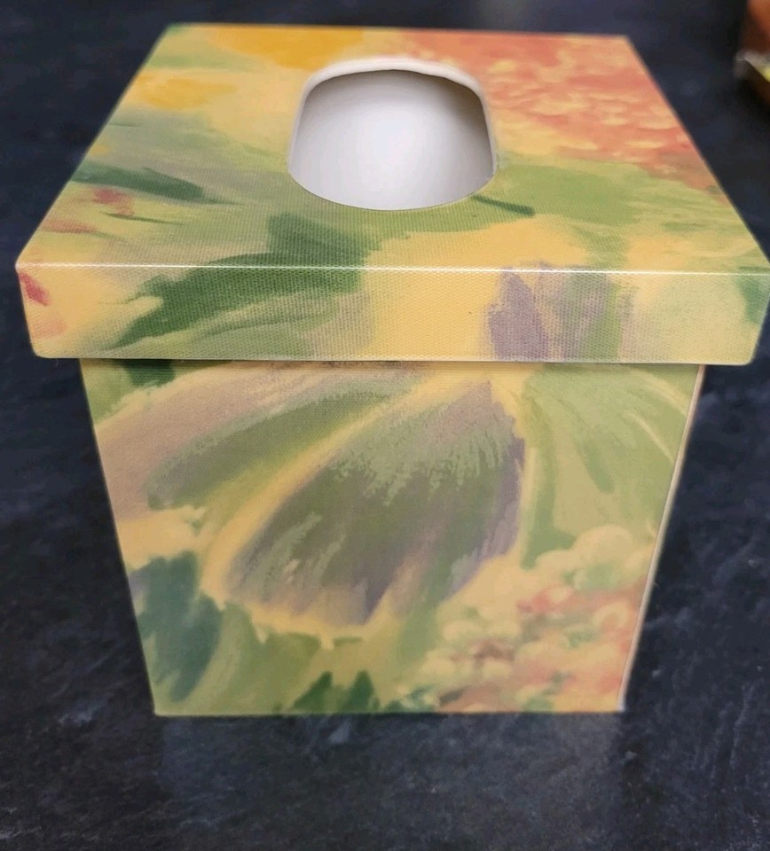 Vintage Pastel Flowers Acrylic Tissue Box Cover 80s Watercolor ...