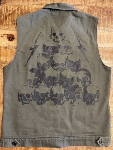 XXX RUDE Army Green Vest Skulls On Back Vtg Y2K Hot Topic Men’s Size ...