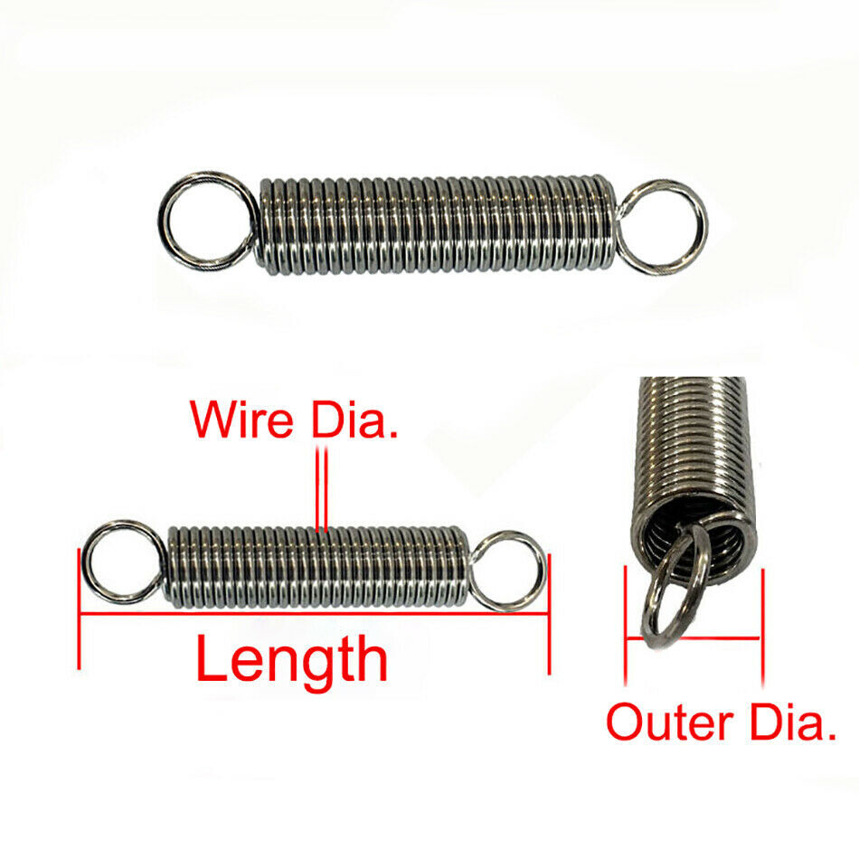 5pcs Hook/Loop Ends Stainless Steel Expanding Extension Springs Wire ...