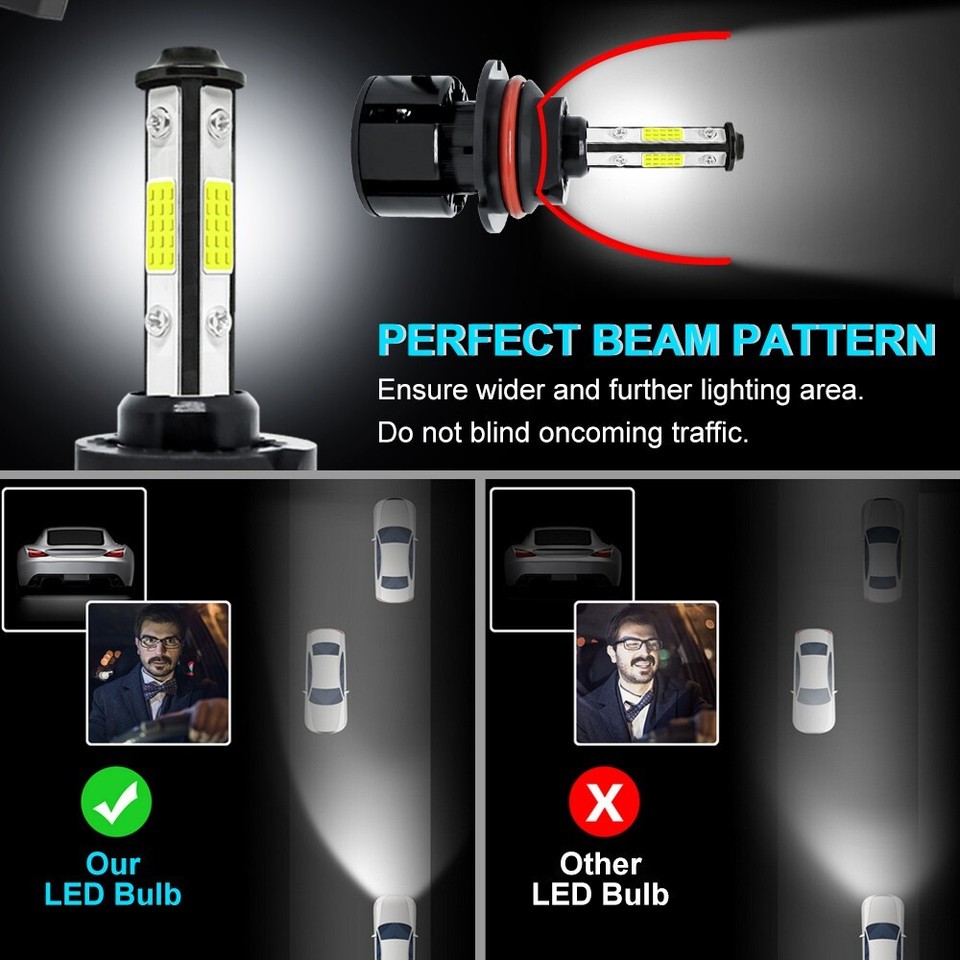 2x 9004 HB1 LED Headlight Kit Bulbs High Low Beam 120W 80000LM 6500K ...
