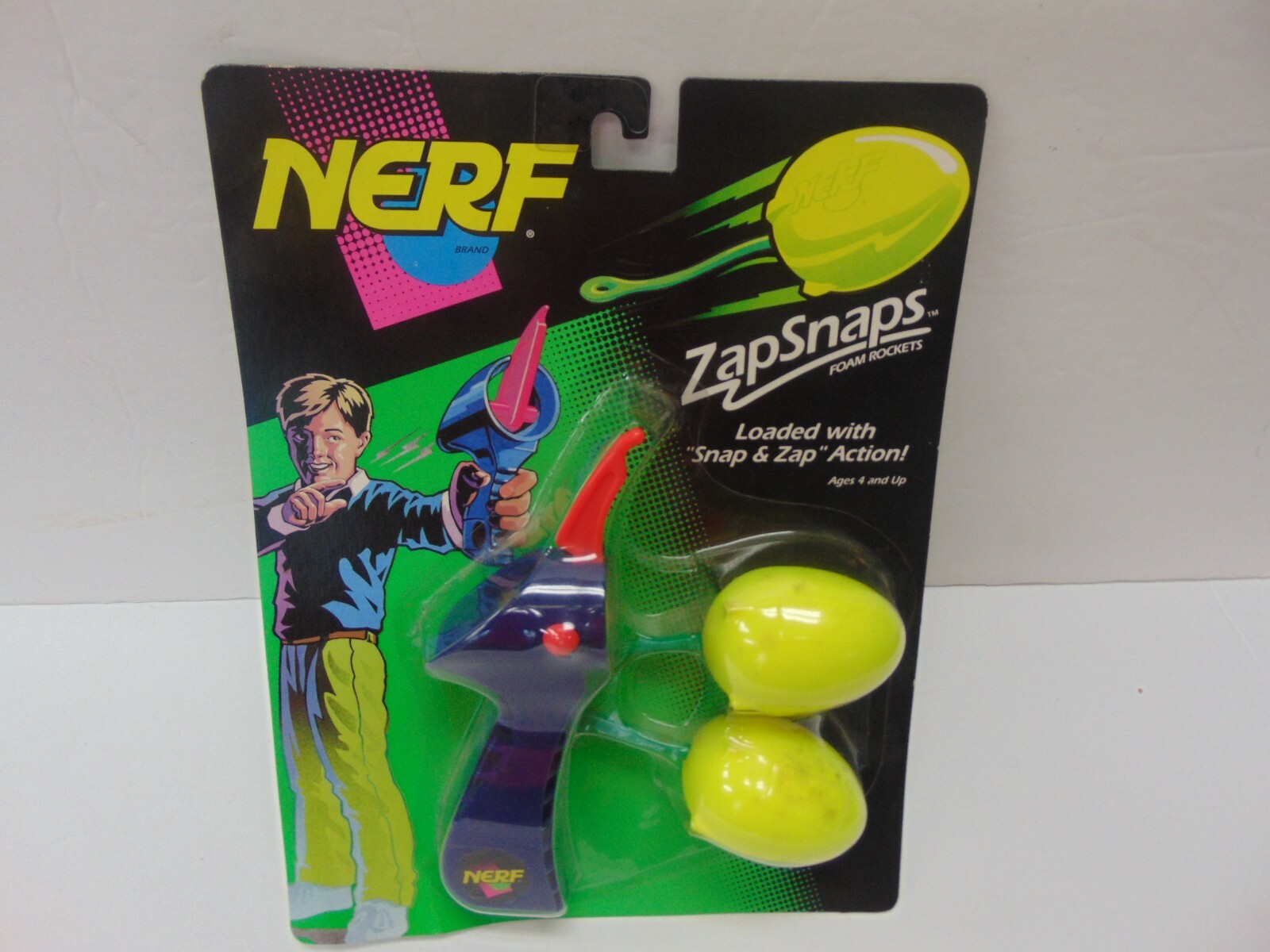 Rare 1993 Nerf Blue Zap Snaps Launcher with 2 Yellow Rockets By Kenner ...