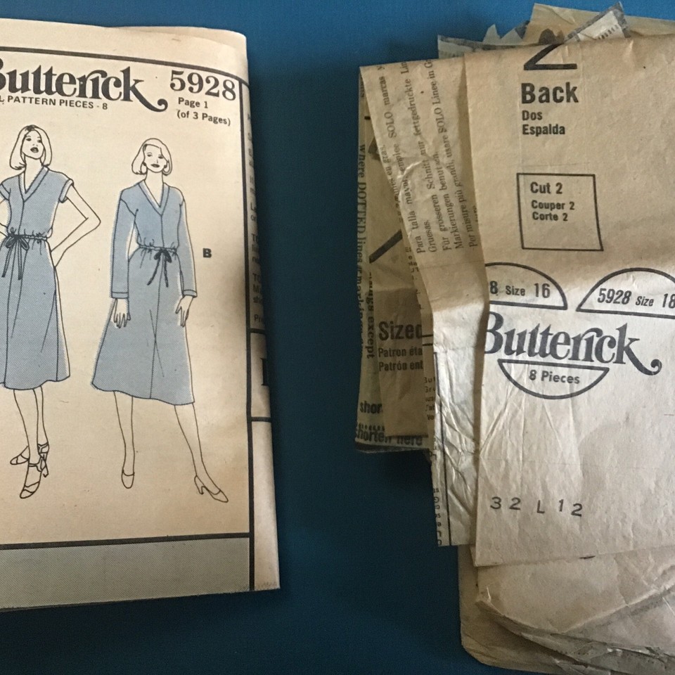 Butterick 5928 Womens A-Line Gathered Waist Dress Pattern Sz 16-18 | eBay