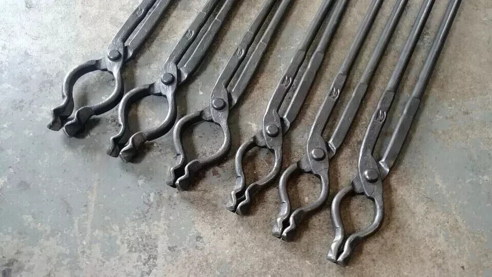 Blacksmith tongs forging metal working tong set gooseneck tongs Lot of ...