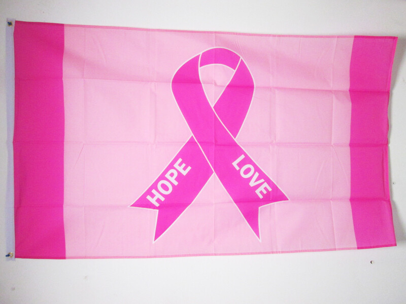 PINK RIBBON BREAST CANCER FLAG 2' x 3' - BREAST CANCER FLAGS 60 x 90 cm ...