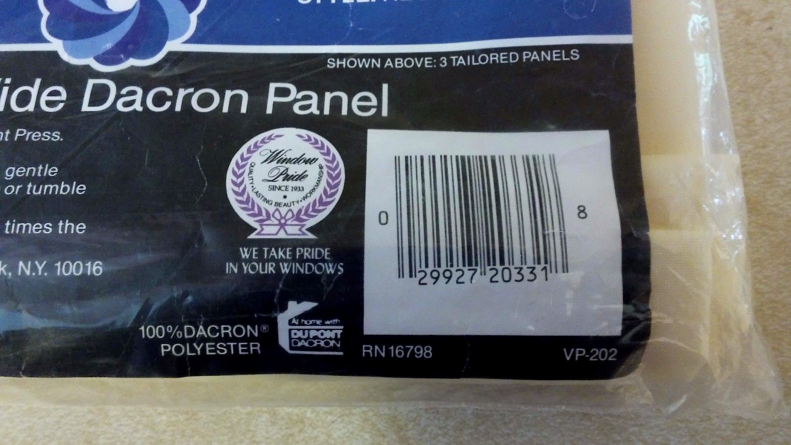 REGINA EGGSHELL WINDOW CURTAIN PANEL EXTRA-WIDE DACRON S. LICHTENBERG ...