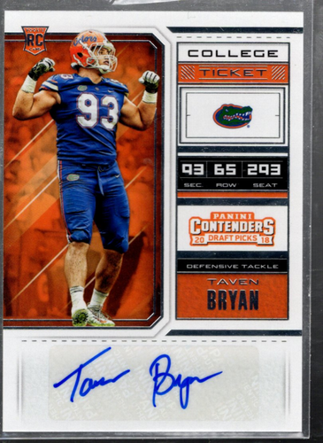 A7428- 2018 Panini Contenders Draft Picks #287 Taven Bryan RC Auto - Nm ...