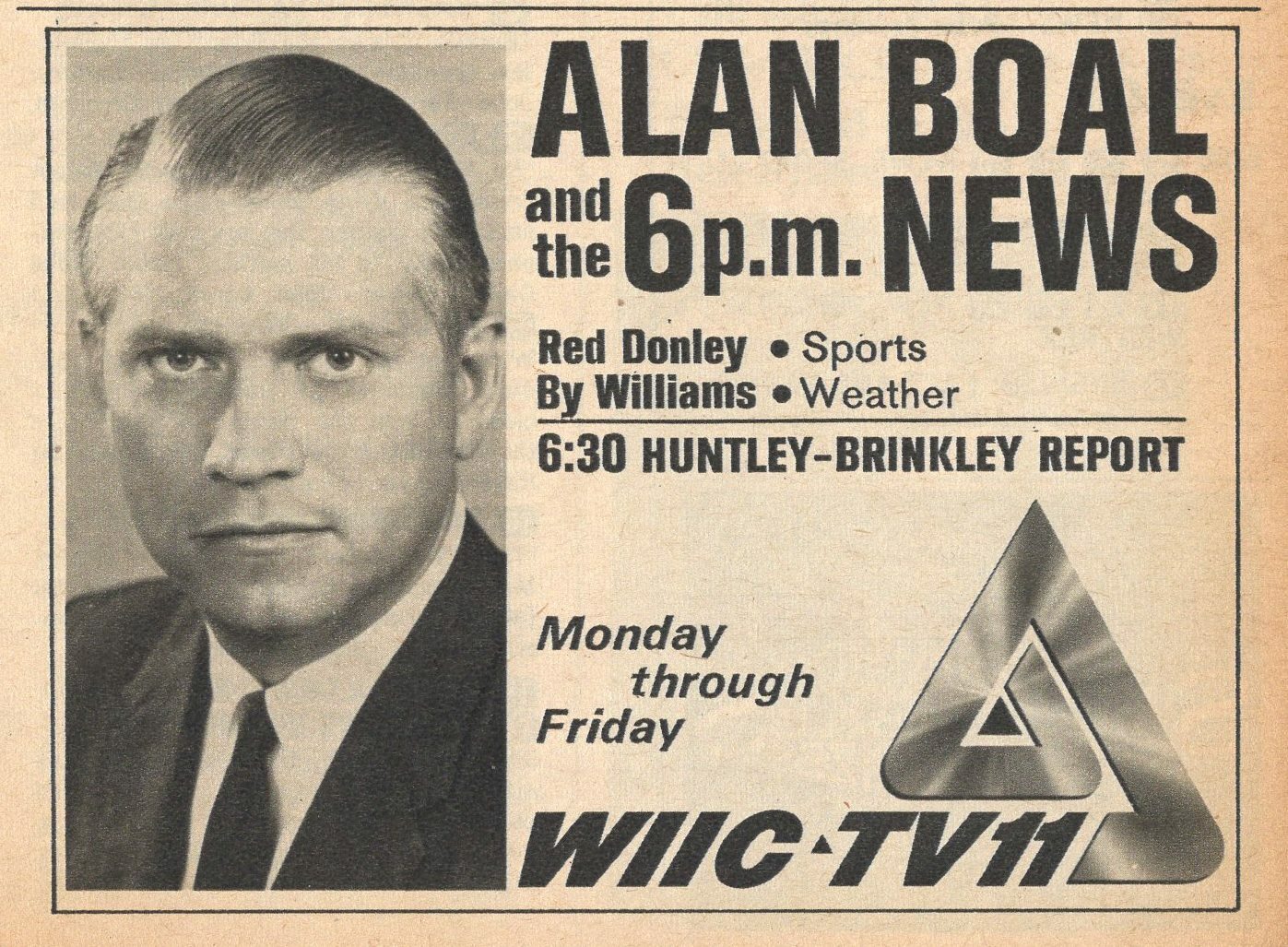 1965 WIIC TV AD ALAN BOAL NEWS REPORTER PITTSBURGH,PENNSYLVANIA Red ...