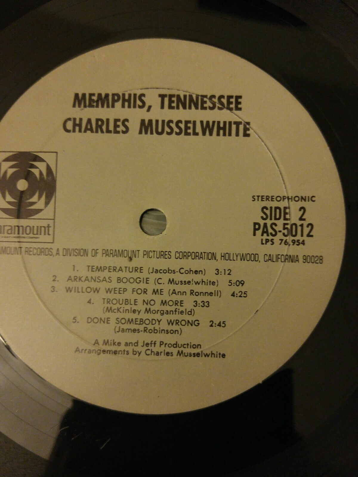 CHARLIE (CHARLES) MUSSELWHITE MEMPHIS, TENNESSEE PARAMOUNT LP | eBay