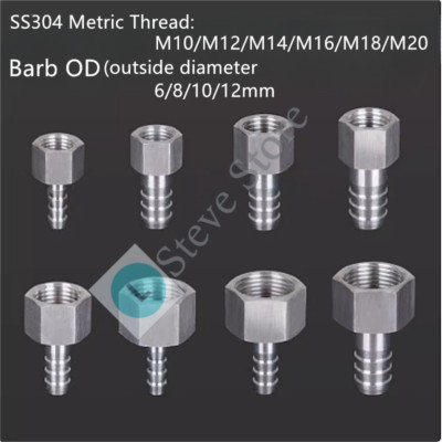 Stainless Female Metric Thread M10-M20 X Barb Hose 6mm-12mm Tail ...