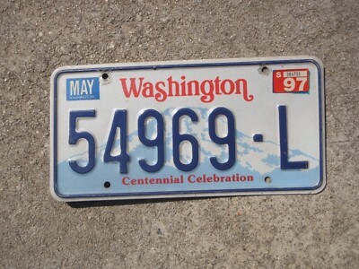 1997 Washington License Plate 54969 L Mount Rainier Chevrolet Ford ...