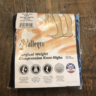 Allegro Surgical Weight Compression Knee Highs 3X Large 200Black | eBay