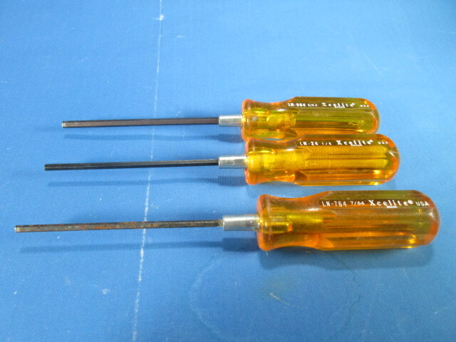 Vintage XCELITE Hex/Allen Drivers Amber Handles SAE LN-xx Series **U ...