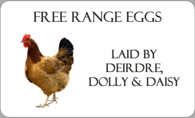 x21 Personalised Egg Box Stickers Free Range Brown Chicken Carton ...