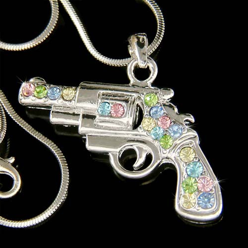 Pastel ~Hand GUN~ made with Swarovski Crystal Pistol HIP HOP Unisex MEN ...